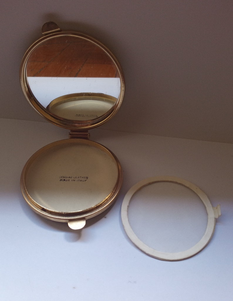 Vintage Leather Florentine Powder Compact Case With Mirror - Etsy