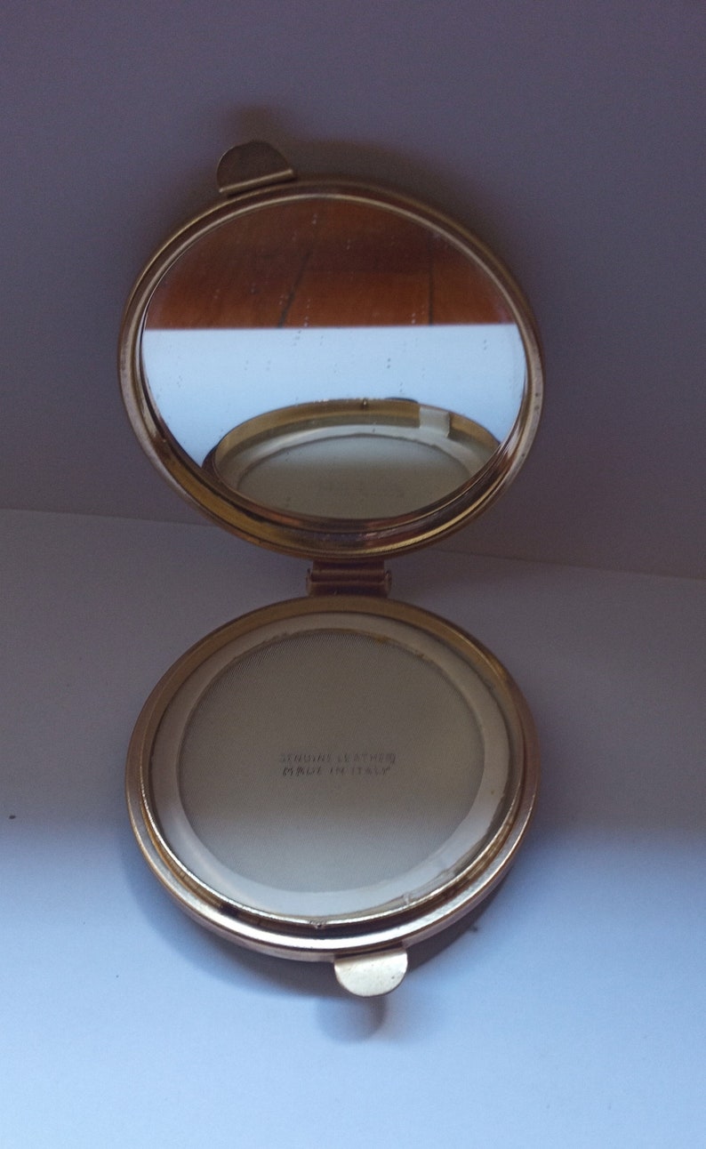 Vintage Leather Florentine Powder Compact Case With Mirror - Etsy