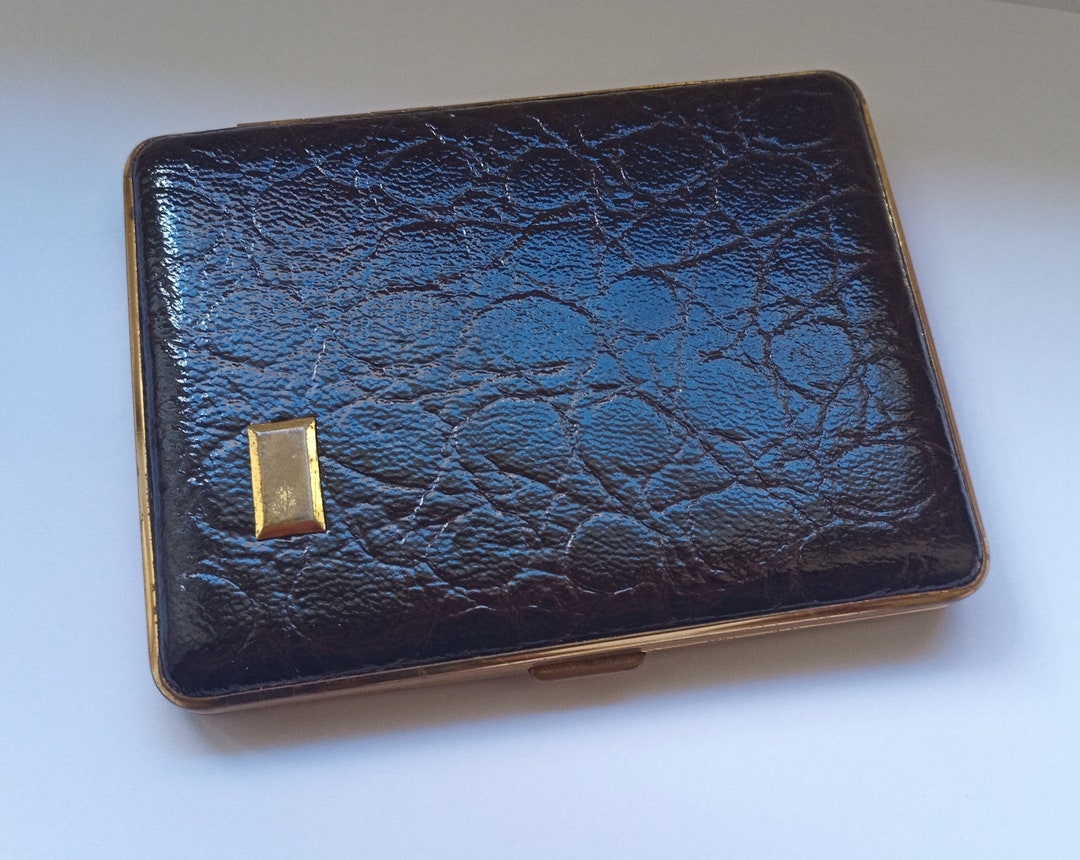 Vintage Black Embossed Leather Cigarette Case - Etsy