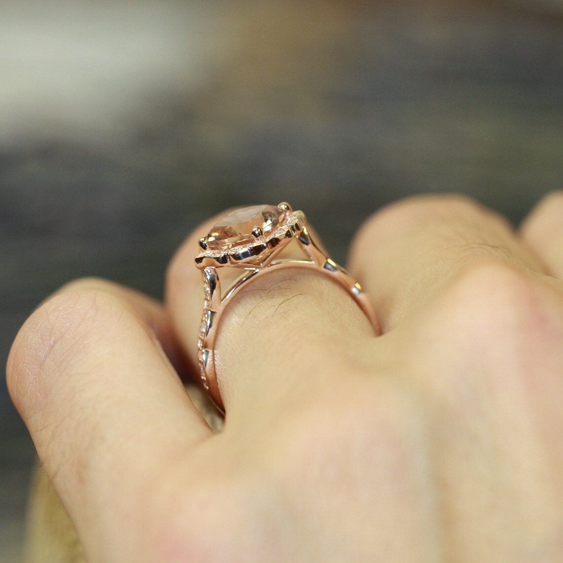 14k Rose Gold Vintage Floral Morganite Engagement Ring - Etsy.de