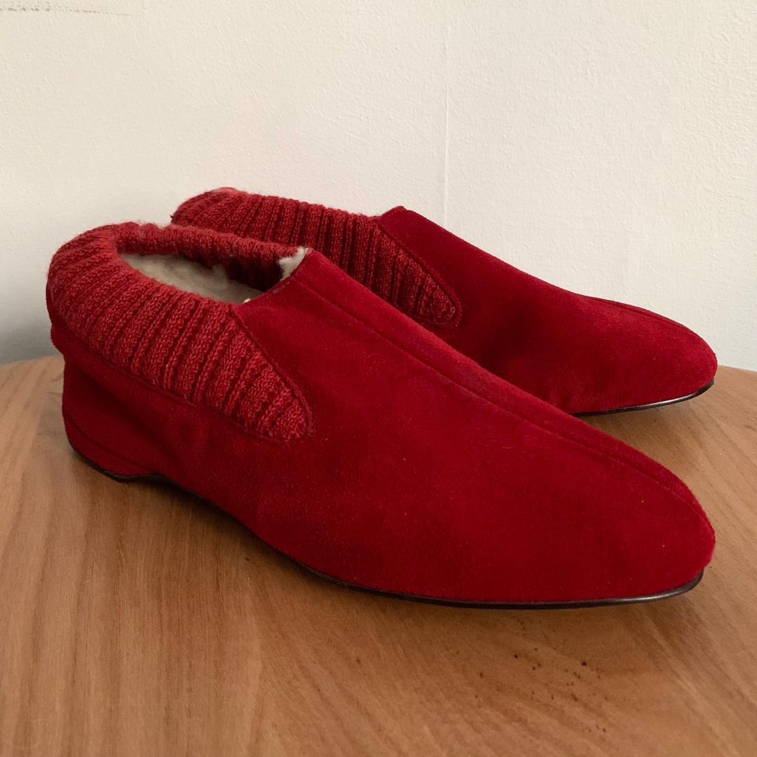 1970s CLARKS Red Suede 100% Leather “morna” Bootie Slippers - Faux ...