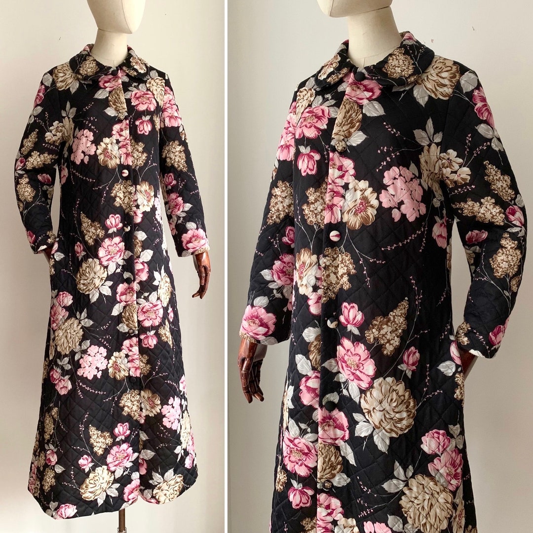 1970’s Floral Quilted House Coat - Dressing Gown - Robe - Bed Jacket ...