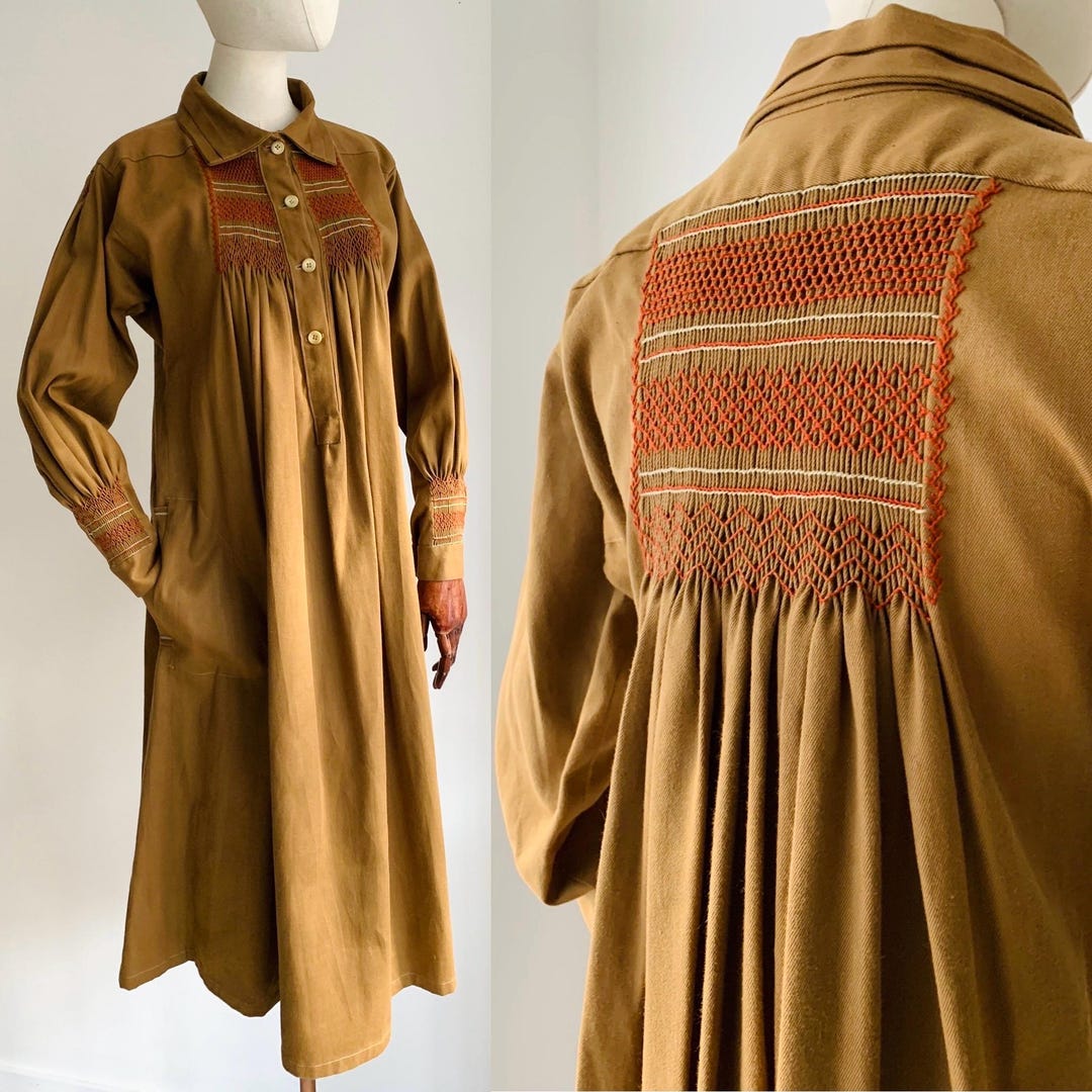 Vintage dorset Smocks Ginger Smock Tunic Dress Workwear Hand Smocking ...