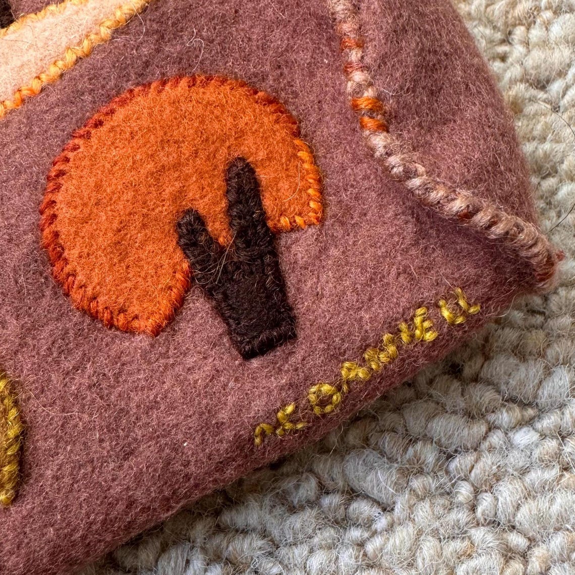 Cutest 1970's Autumnal Hand Stitched Felt Clutch Pouch Bag - Trees ...