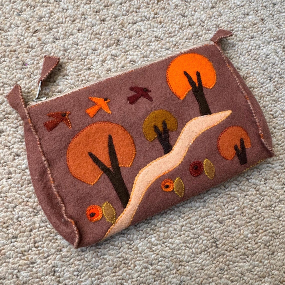 Cutest 1970's Autumnal Hand Stitched Felt Clutch Pouch Bag - Trees ...