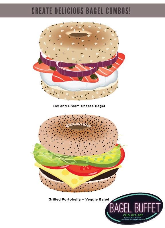 Bagel Buffet Clip Art Set - Build Your Own Bagel - Etsy