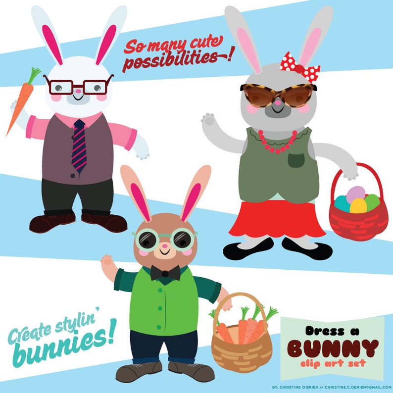 Dress a Bunny Clip Art Set - Etsy