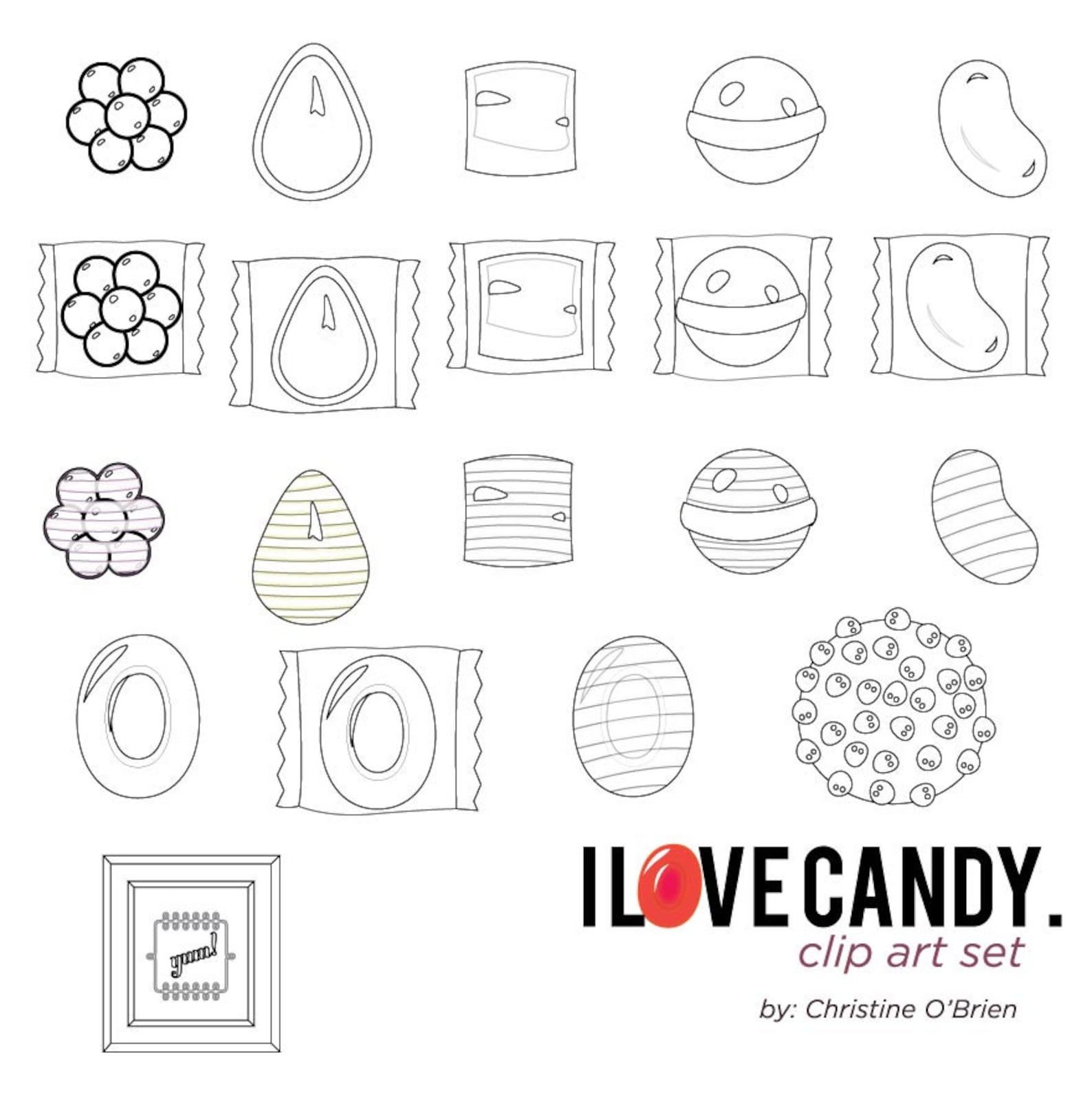I Love Candy Clip Art Set - Etsy