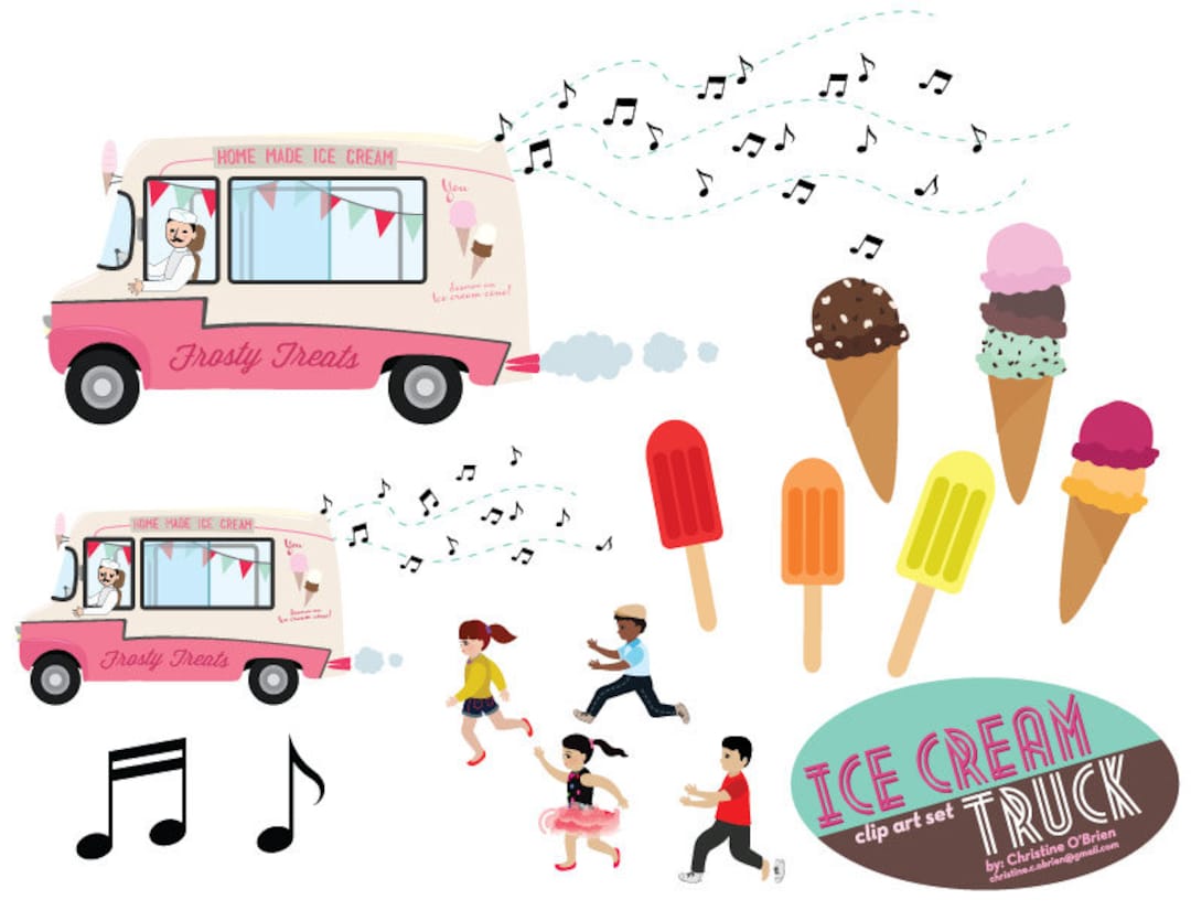 Ice Cream Truck Clip Art Set - Etsy