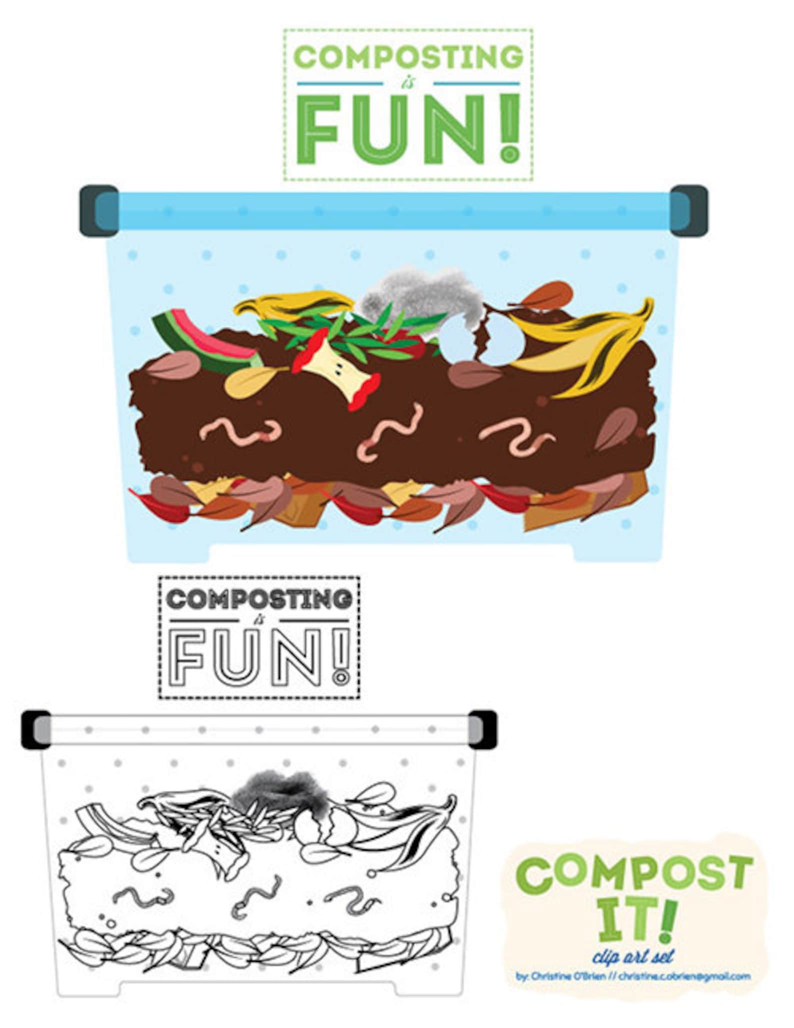 Compost It! Compost Bin Clip Art Set - Etsy