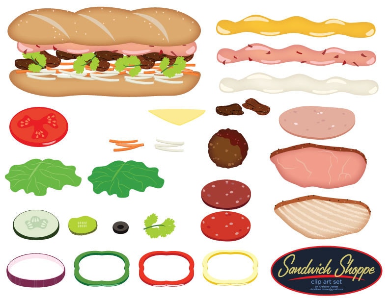 Sandwich Shoppe Clip Art Set - Build Your Own Sandwich! - Etsy