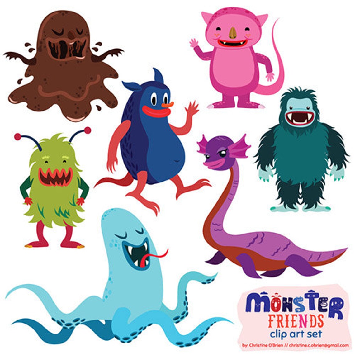Monster Friends Clip Art Set - Etsy