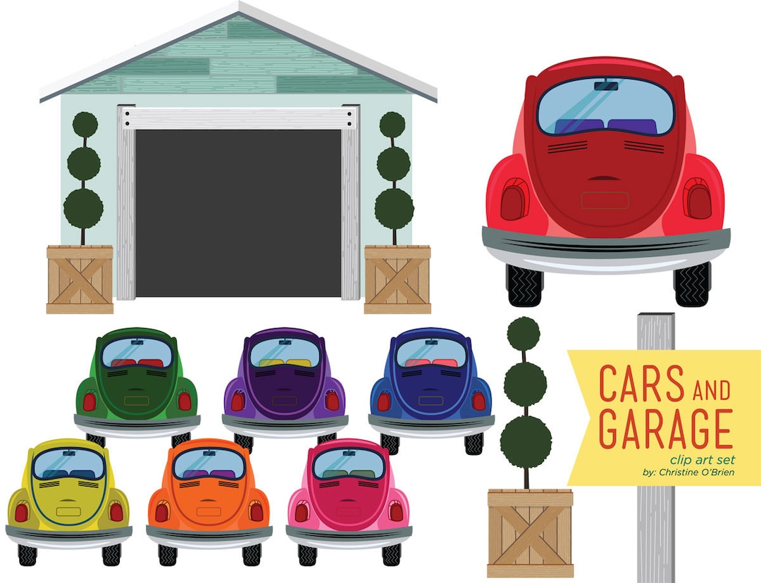Cars and Garage Clip Art Set - Etsy