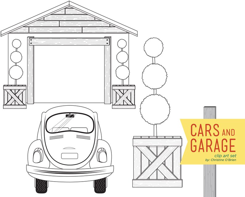 Cars and Garage Clip Art Set - Etsy