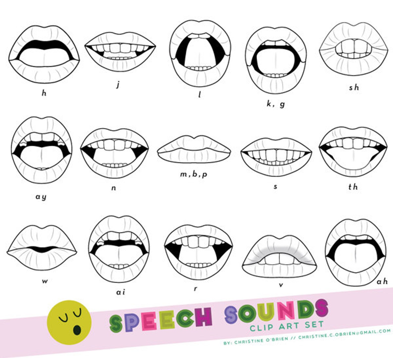 Speech Sounds Phoneme Mouth Clip Art Set - Etsy