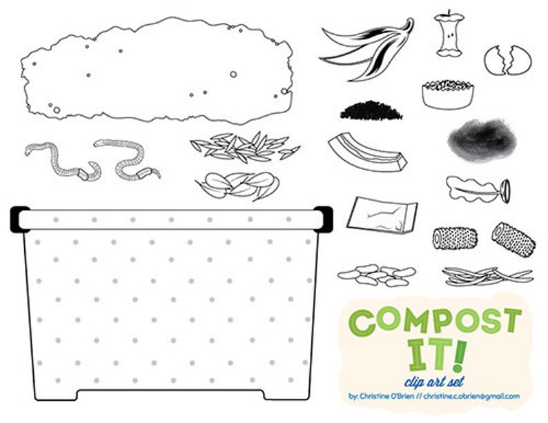 Compost It! Compost Bin Clip Art Set - Etsy