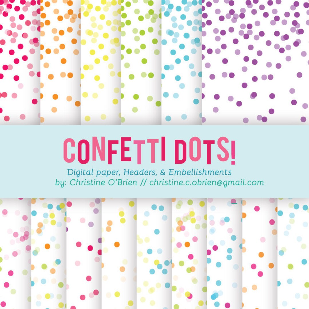 Confetti Dots! Digital Paper, Headers, and Clip Art Embellishments Set ...