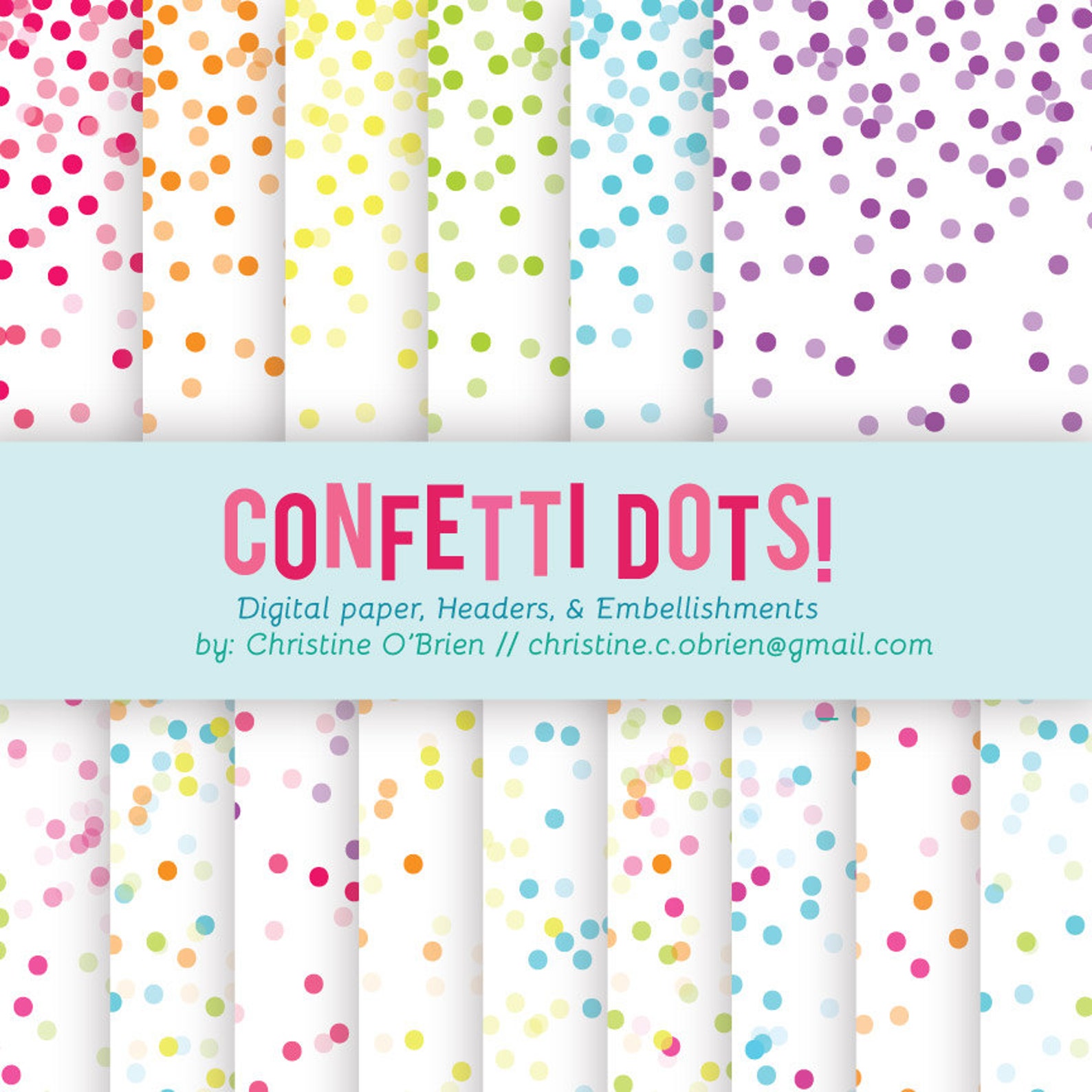 Confetti Dots! Digital Paper, Headers, and Clip Art Embellishments Set ...