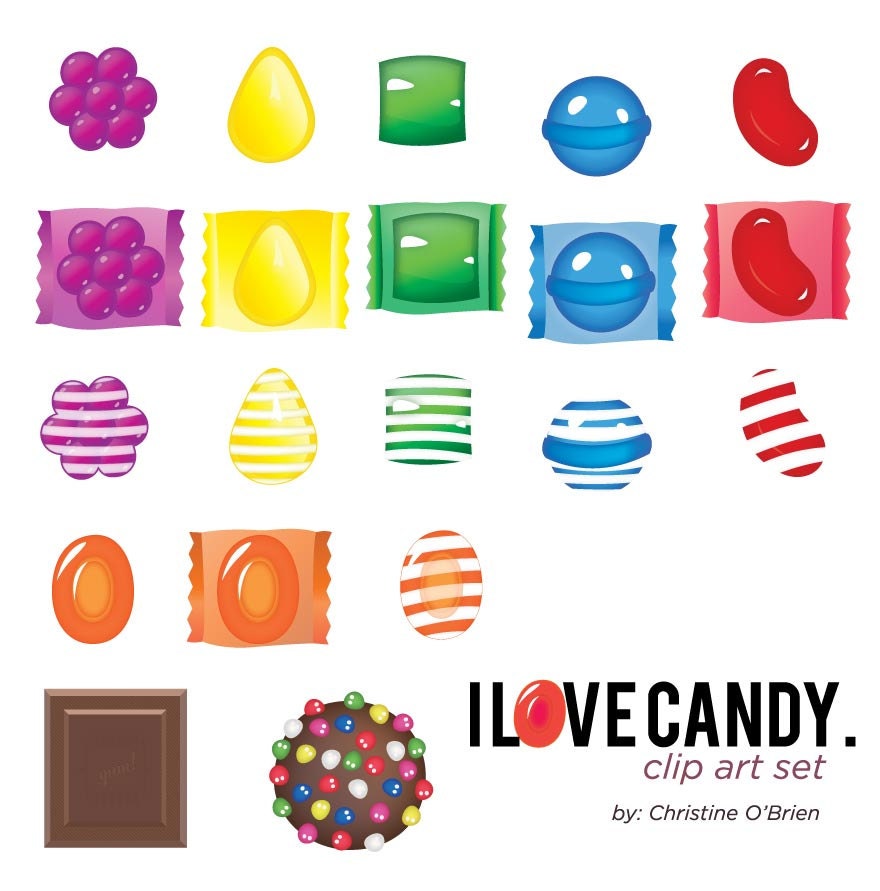 I Love Candy Clip Art Set - Etsy