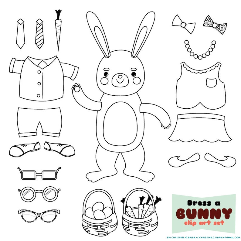 Dress a Bunny Clip Art Set - Etsy