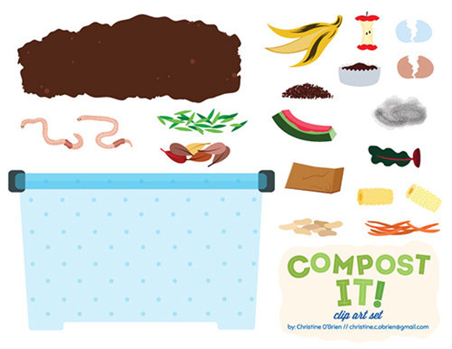 Compost It! Compost Bin Clip Art Set - Etsy