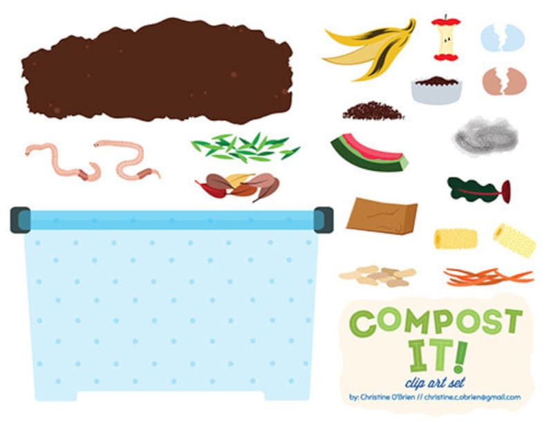 Compost It! Compost Bin Clip Art Set - Etsy