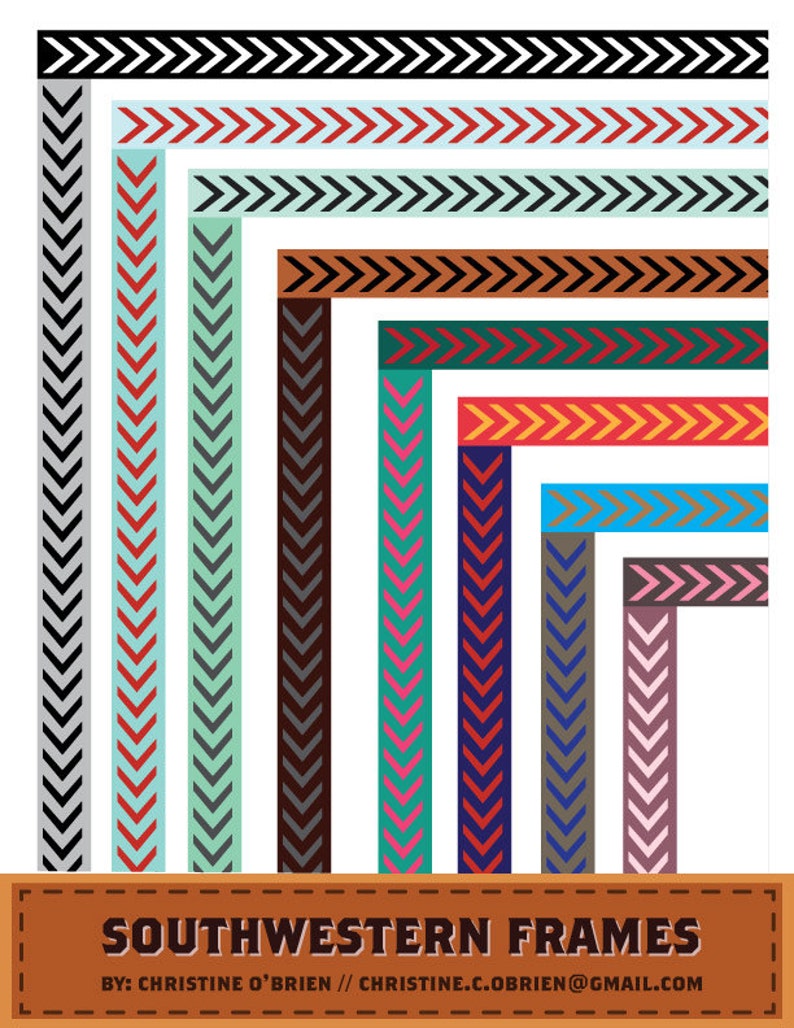 Southwestern Chevron Borders / Frames Set - Etsy