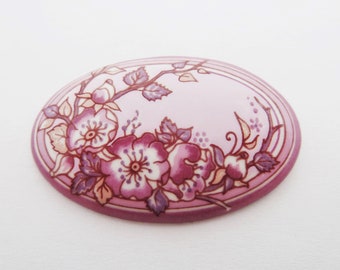 Vintage Michaela Frey Oval Enamel Brooch With Flower Design - Etsy