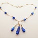 Vintage Art Deco Era Blue Foiled Glass and Rolled Gold Link Dropper ...
