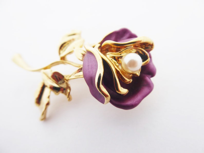 Vintage Rodney Holman Gold Plated Rose Brooch With Pink Purple - Etsy UK
