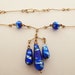 Vintage Art Deco Era Blue Foiled Glass and Rolled Gold Link Dropper ...