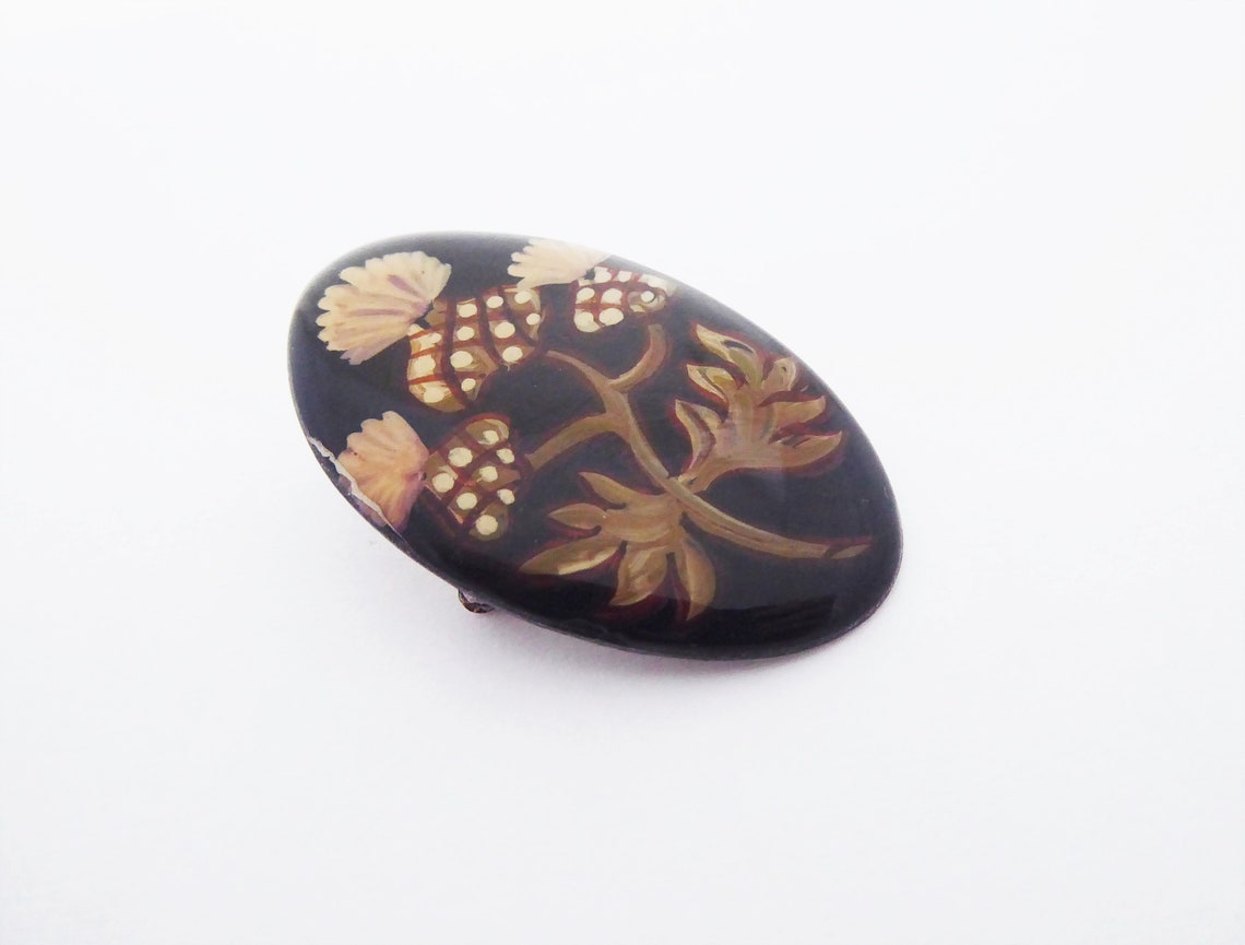 Vintage Fiona Danby Rowan Crafts Hand Painted Enamel Scottish Thistle ...