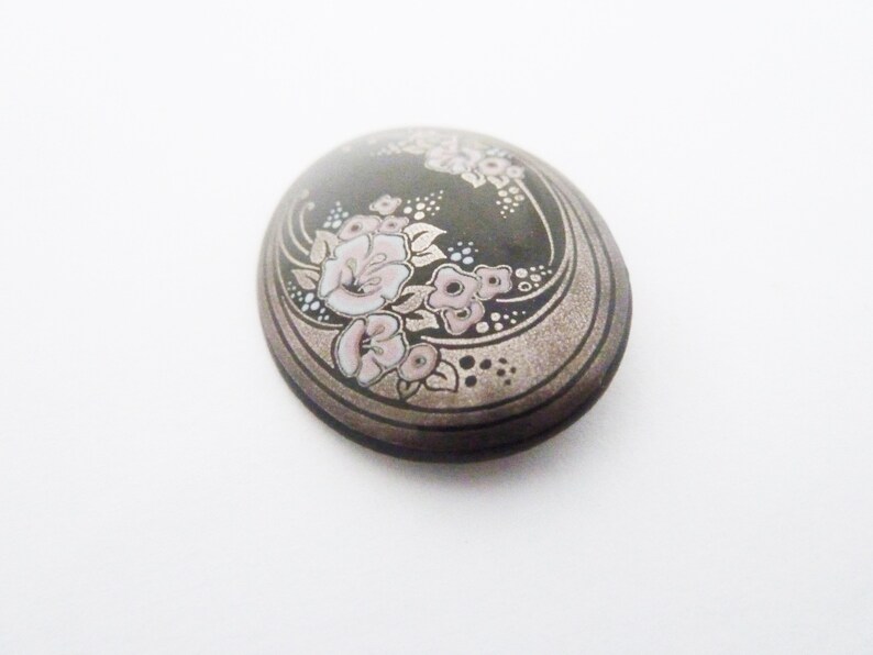 Vintage Michaela Frey Oval Enamel Brooch With Flower Design - Etsy