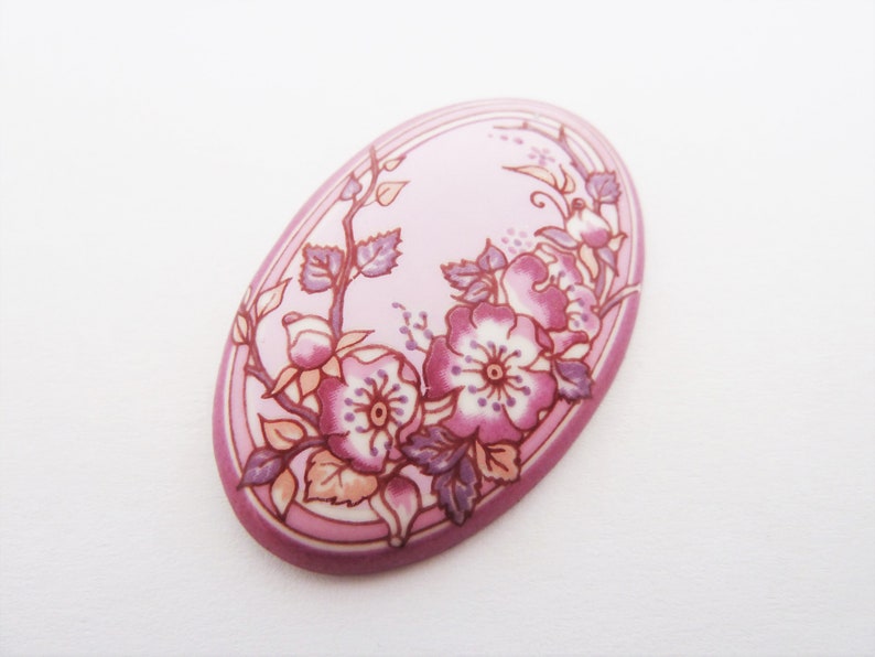 Vintage Michaela Frey Oval Enamel Brooch With Rose Flower | Etsy