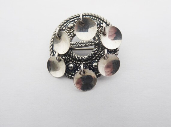 Antique 830 Silver Norwegian Baby Solje Brooch by Han… - Gem