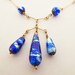 Vintage Art Deco Era Blue Foiled Glass and Rolled Gold Link Dropper ...