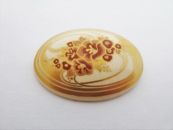 Vintage Michaela Frey Oval Enamel Brooch With Flower Design in | Etsy