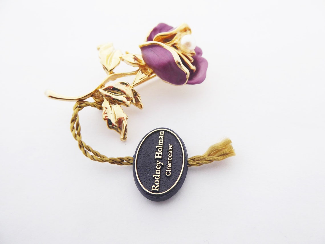 Vintage Rodney Holman Gold Plated Rose Brooch With Pink Purple - Etsy UK