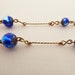 Vintage Art Deco Era Blue Foiled Glass and Rolled Gold Link Dropper ...