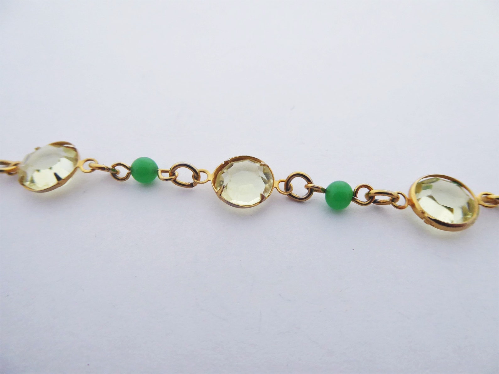 Vintage Long Bezel Set Citrine Glass Crystal and Green Glass - Etsy UK