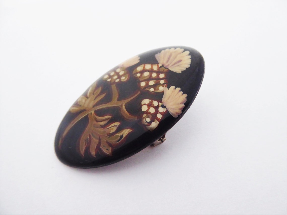 Vintage Fiona Danby Rowan Crafts Hand Painted Enamel Scottish Thistle ...
