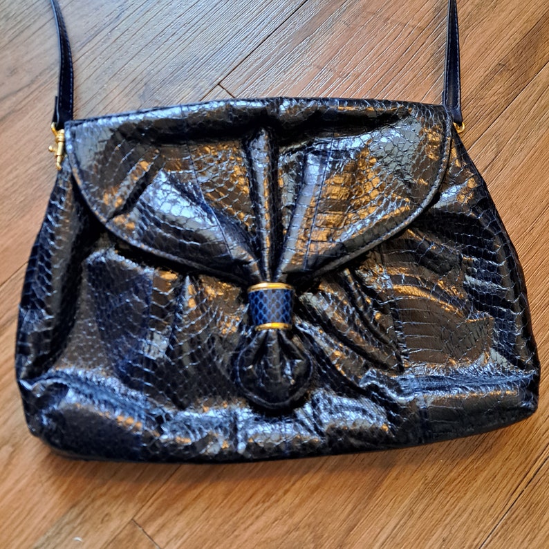Vintage J. Renee Dark Blue Snake Skin Purse - Etsy
