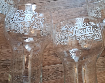 Vintage 1970's Pepsi Cola Clear Glass White Logo Goblet Drinking Glass ...