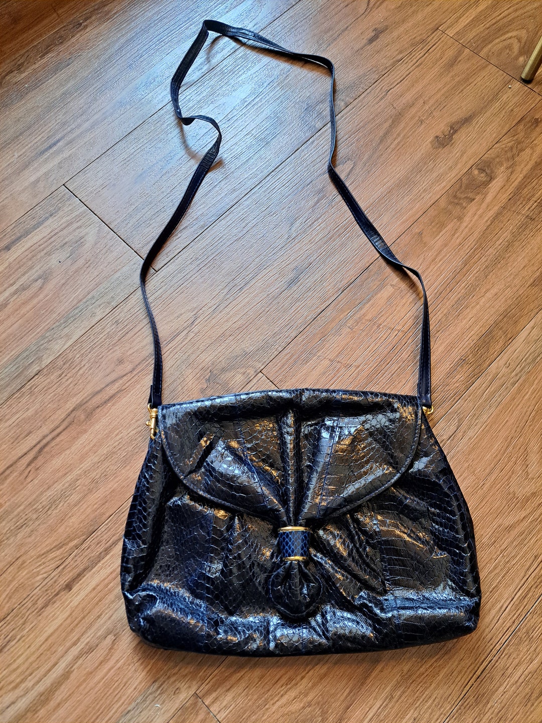 Vintage J. Renee Dark Blue Snake Skin Purse - Etsy