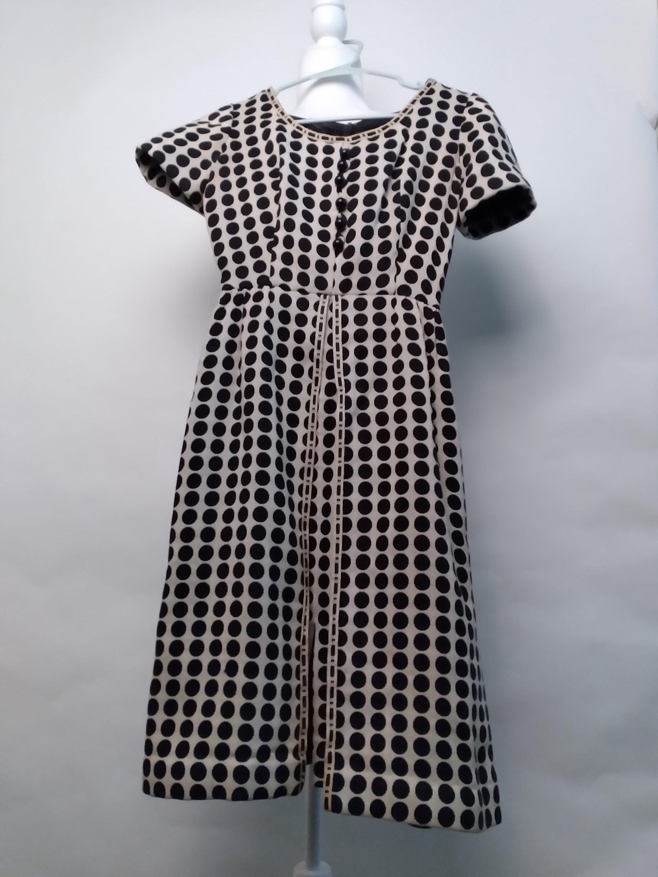 Vintage Black and White Polka-dot Dress - Etsy