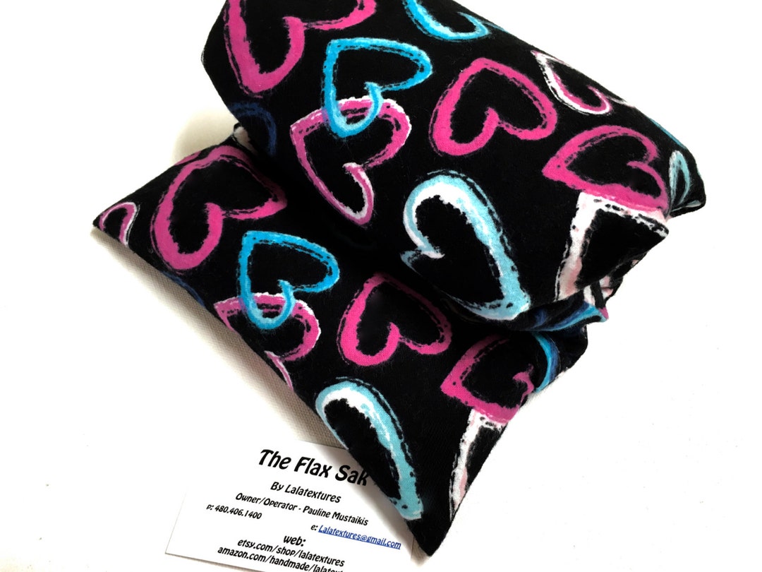 Flax Seed Heating Pad: Hearts Flannel, Washable Cover, Insert Has ...
