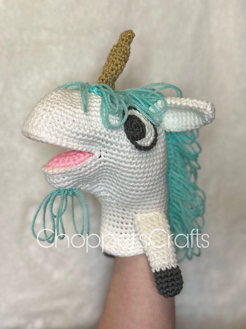 Handmade Crochet Blue Unicorn Horse Unihorse Horse Unigoat Goat Puppet ...