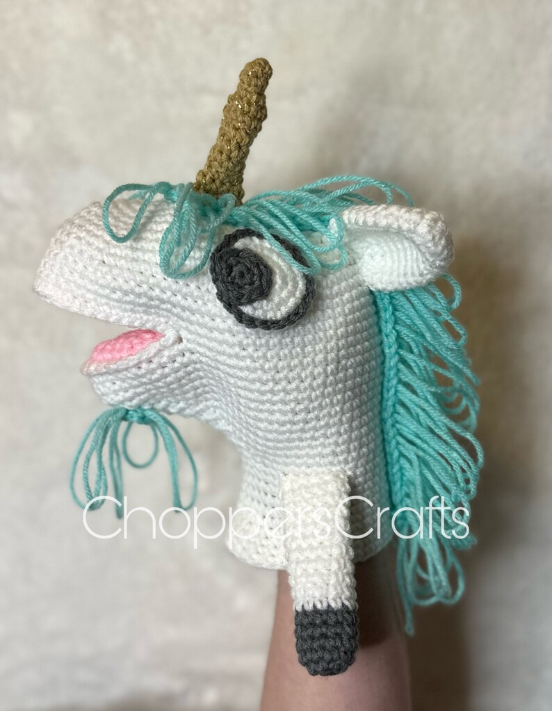 Handmade Crochet Blue Unicorn Horse Unihorse Horse Unigoat Goat Puppet ...