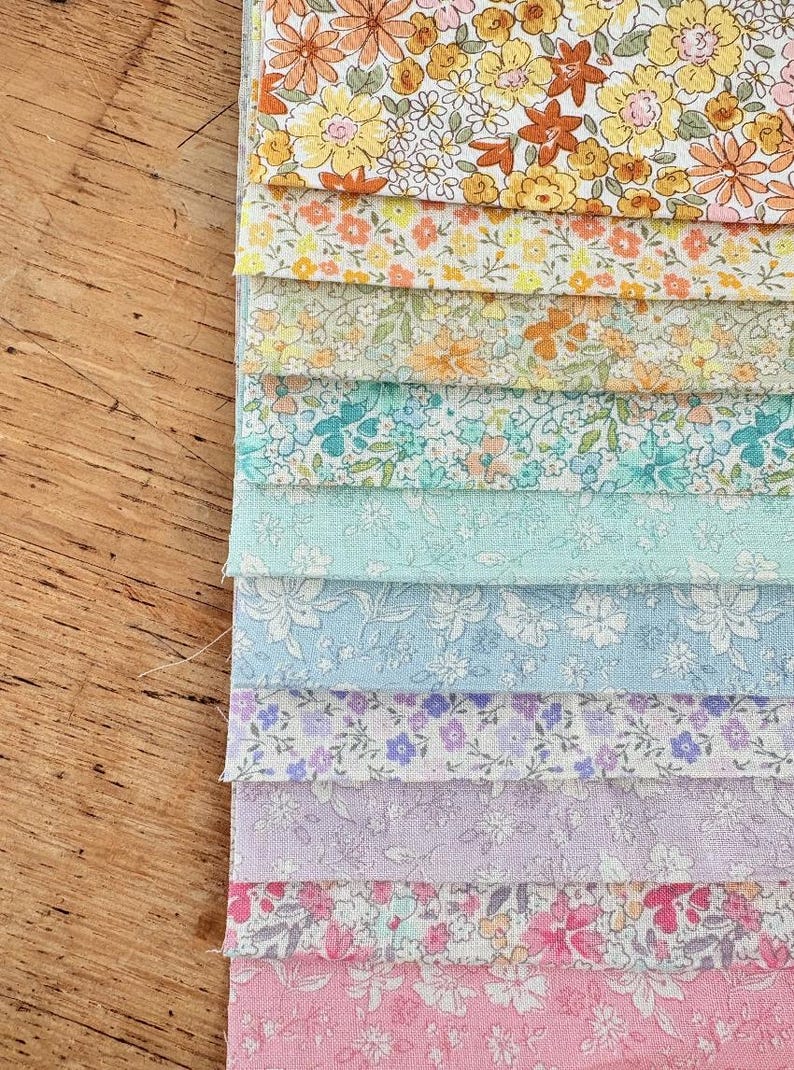 Japanese Floral Fabric Roll - 5in X 42in X 10 Fabrics - Etsy