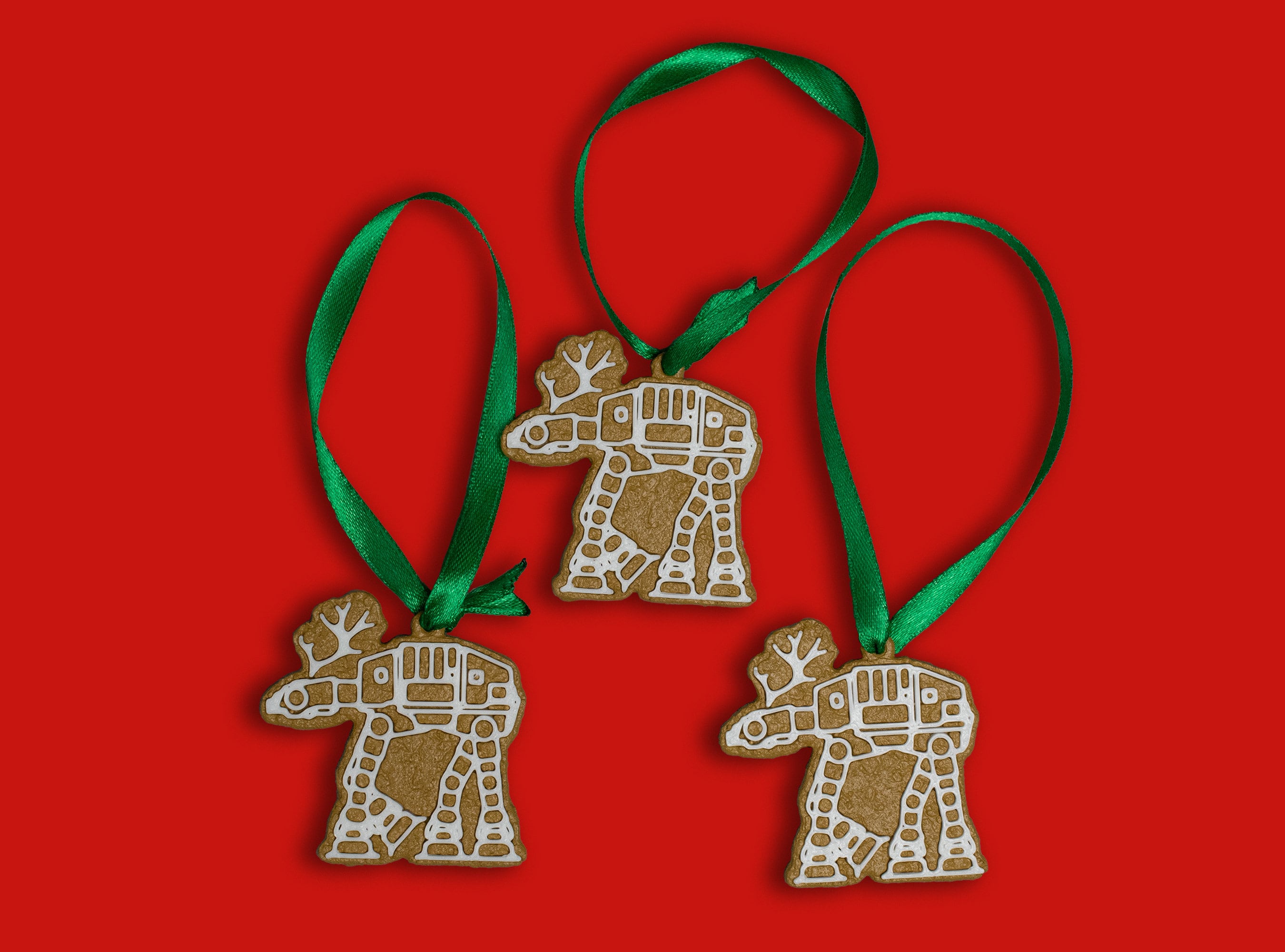 Star Wars Inspired AT-AT Reindeer Gingerbread Cookie Ornaments Mini X3 ...